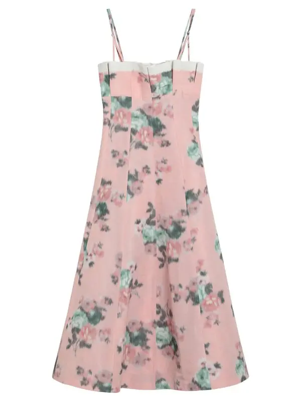 Philosophy Di Lorenzo Serafini Floral Print Ruffled Neckline Dress - Pink