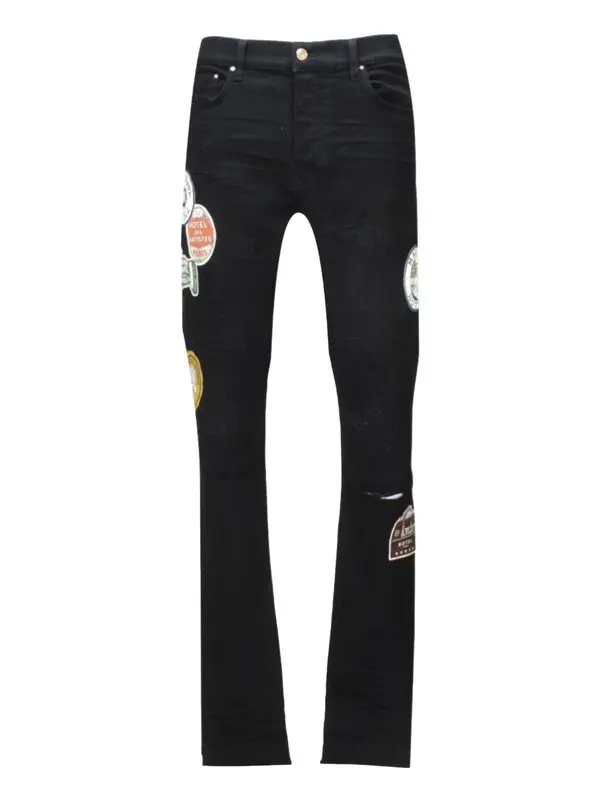 Amiri Belt-loop Jeans With Patch Embellishments - Black