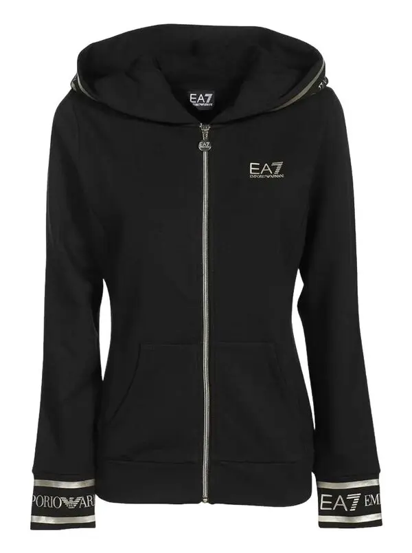 EA7 Zip-up Hooded Jacket - Black