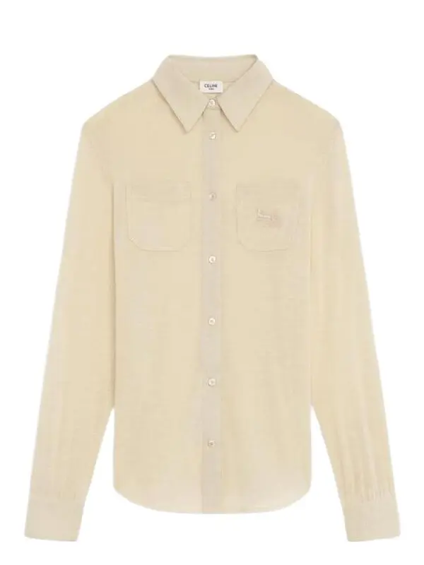 Celine Wool And Cashmere Blend Carriage Pattern Shirt - Nude
