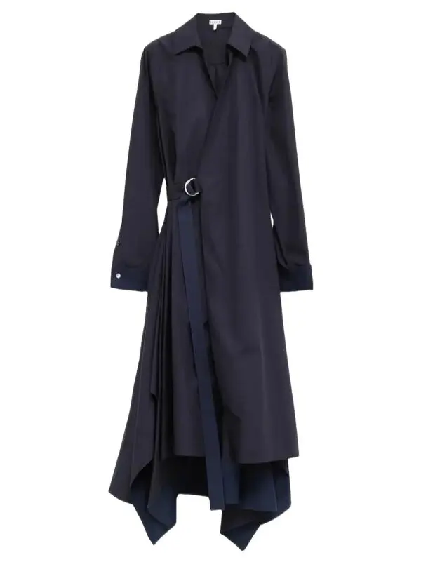 Loewe Layered Belted Midi Dress With Contrasting Panels - Black