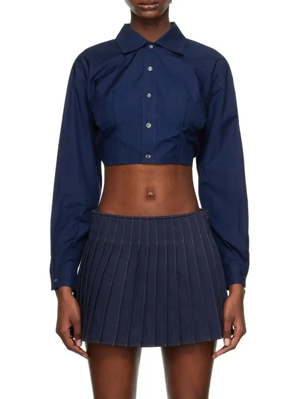 Ami Long Sleeve Cropped Shirt - Black