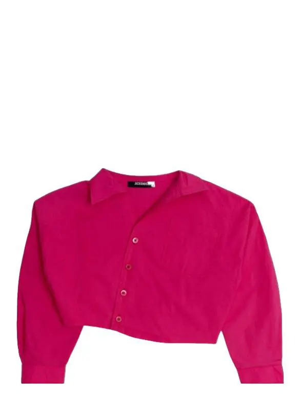 Jacquemus Long-sleeve Cropped Shirt With Lapel Collar And Pocket Detail - Red