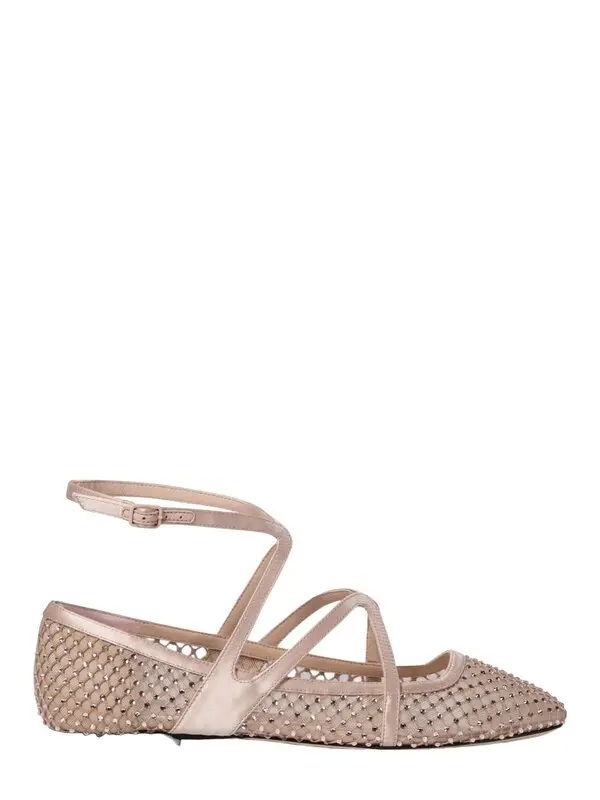 JIMMY CHOO Astoria Embellished Ballet Flats - Nude