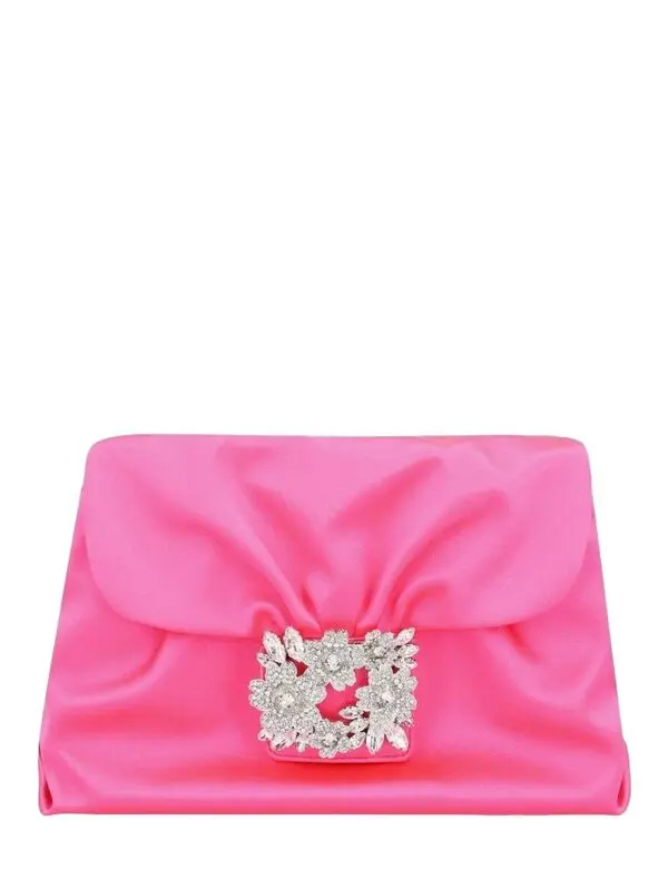 ROGER VIVIER Embellished Draped Clutch Bag - Pink