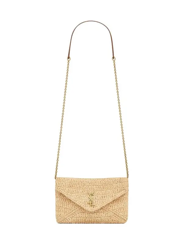 Saint Laurent Cassandre Chain Pouch - Nude