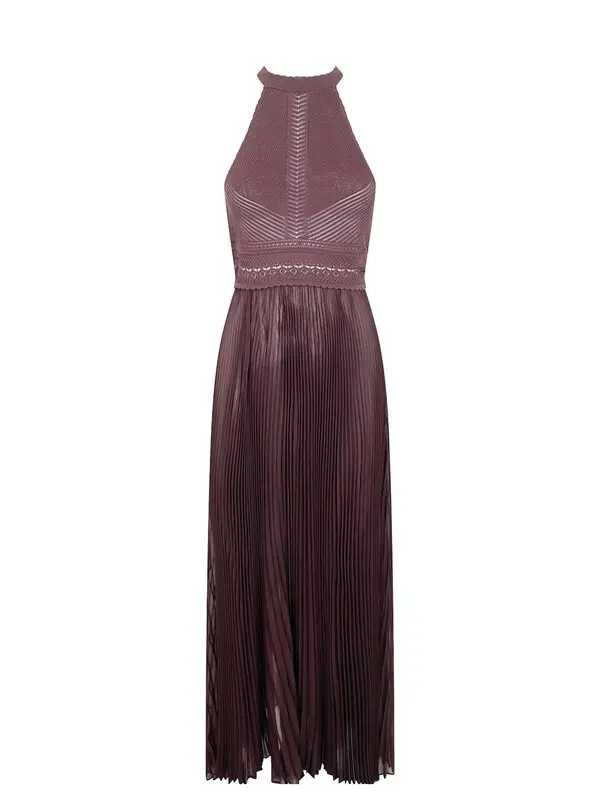 TWINSET Pleated Open-back Maxi Dress - Black
