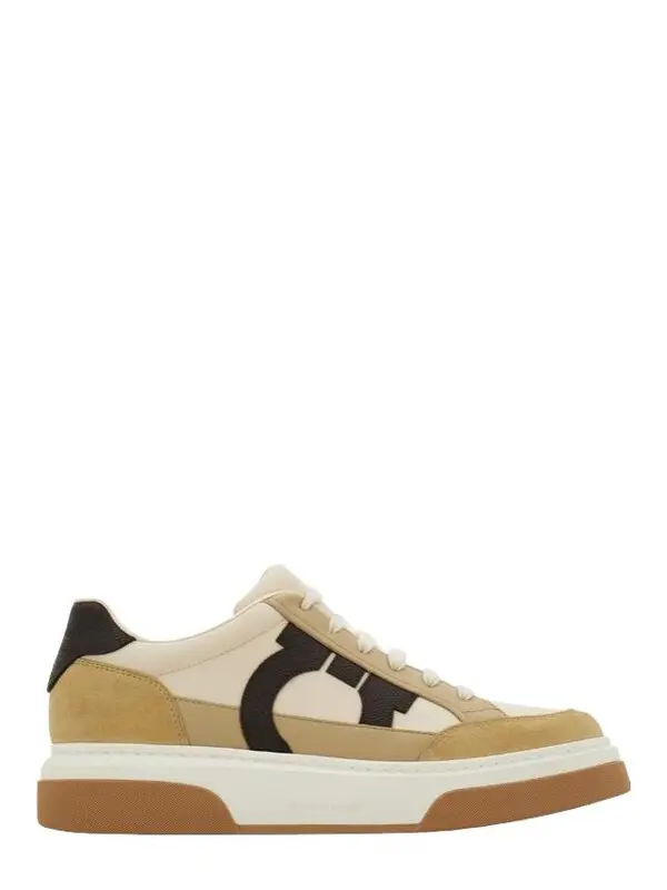 FERRAGAMO Gancini Ornament Low Top Sneakers - Stone/mascarpone