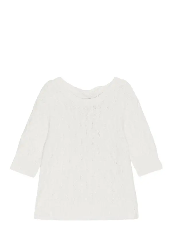 GANNI Cotton Cable Knit Open Back Top - White