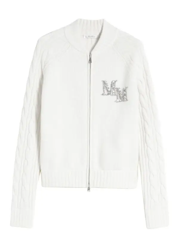 Max Mara Pilot's Jacket With Crystal Embroidery - White