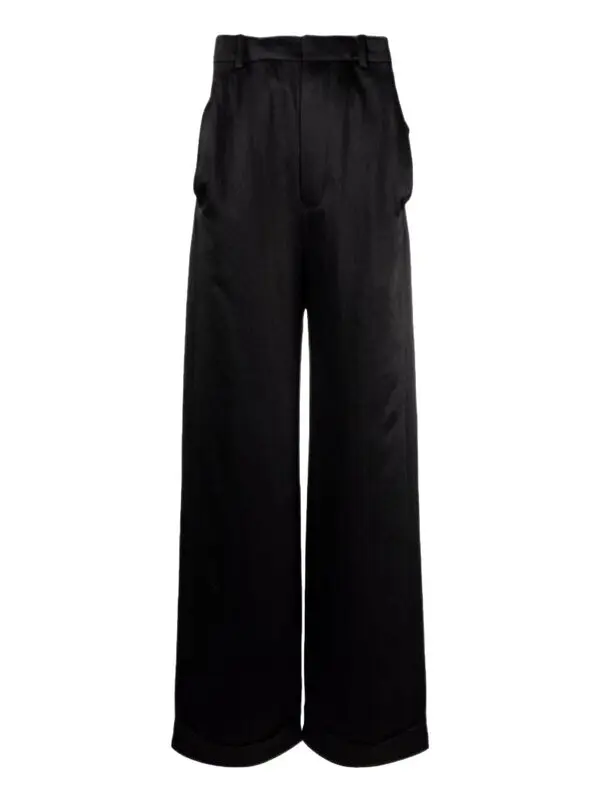 ANN DEMEULEMEESTER Satin Wide-leg Trousers - Black
