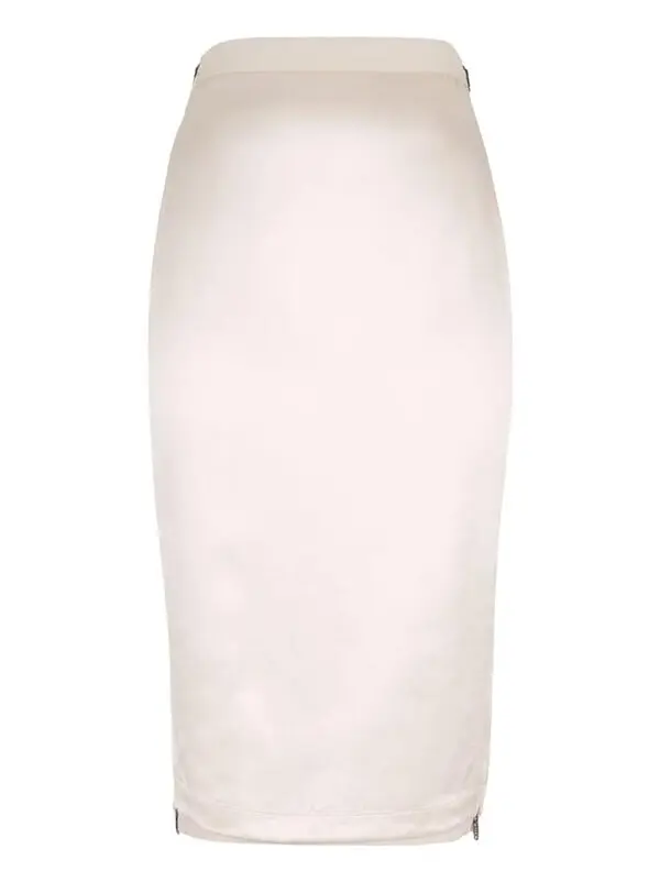 Fendi Logo Patch Midi Pencil Skirt - Light Beige