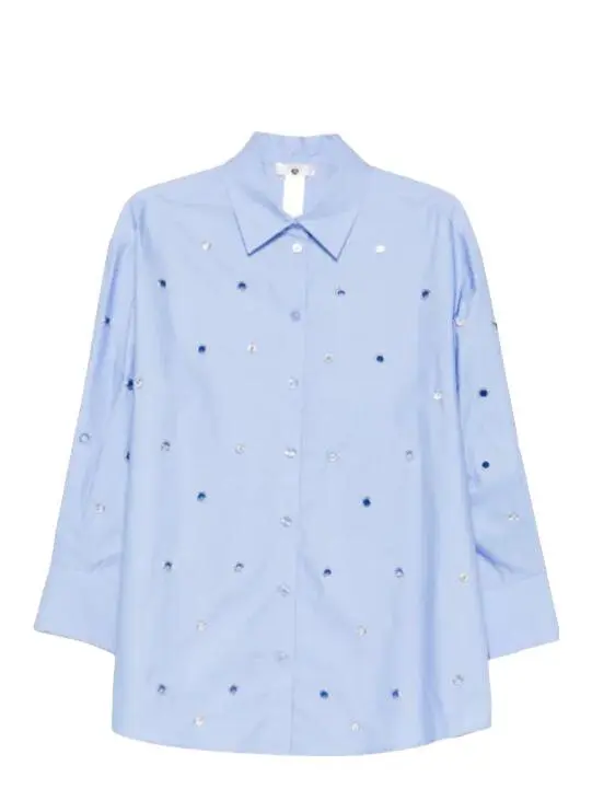 TWINSET Crystal-embellished Eyelet Shirt - Blue