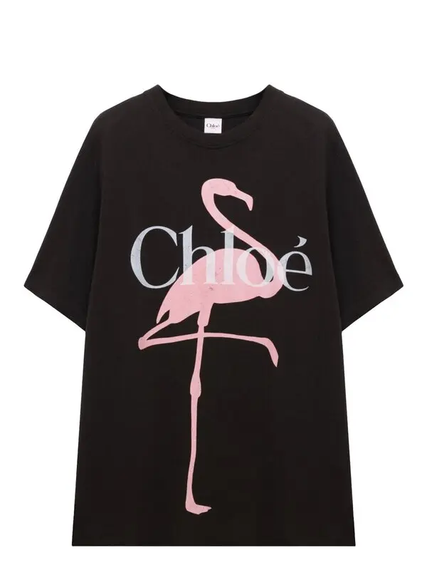 Chloé Generous Logo Crewneck T-shirt - Ash Black