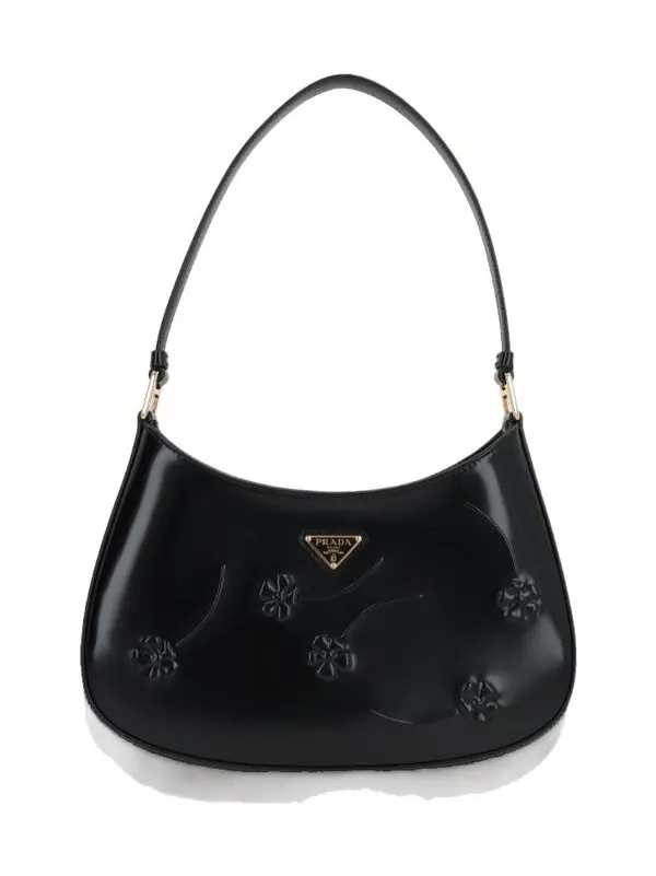 Prada Cleo Embossed-detail Shoulder Bag - Black