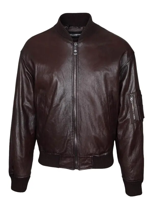 Dolce & Gabbana Leather Bomber Jacket - Black