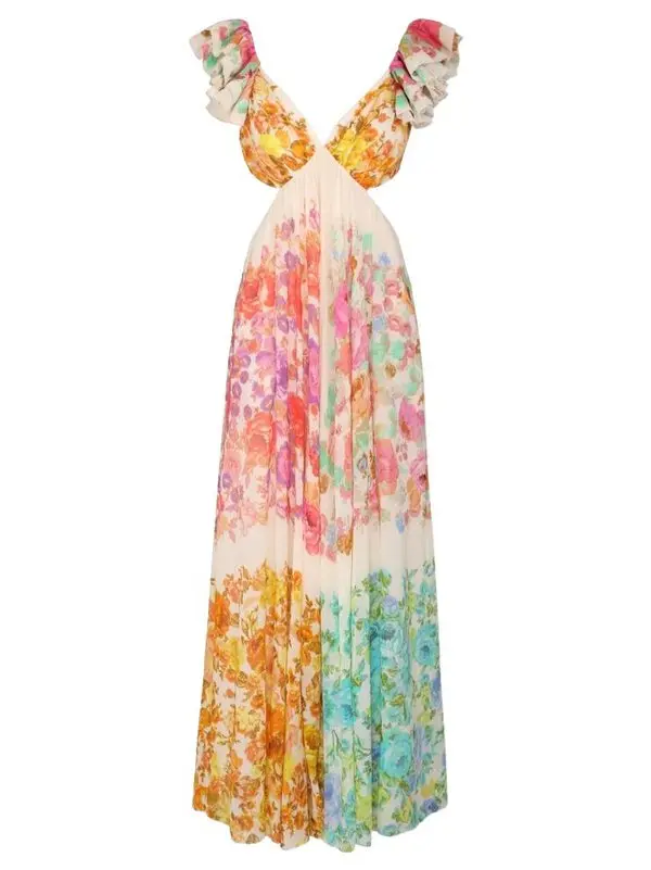 Zimmermann Raie Floral-print Midi Dress - Nude