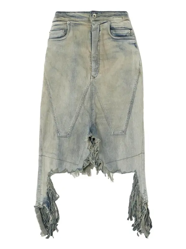 Rick Owens Denim Skirt With Button Detail - Gray