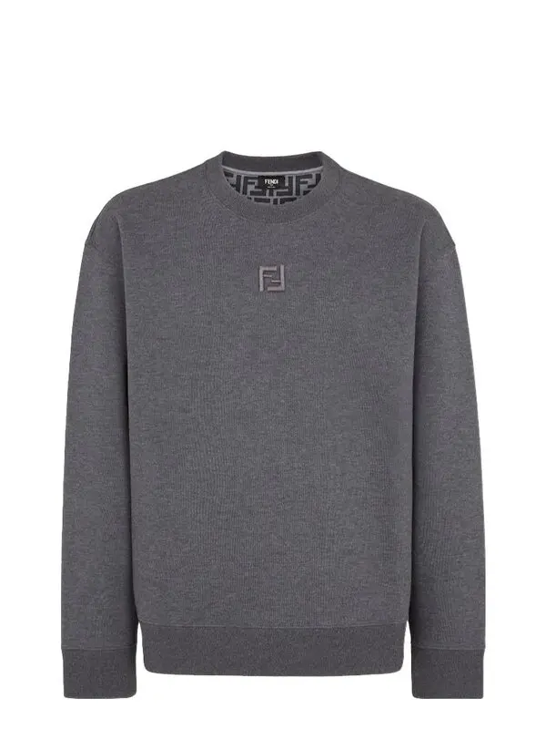 Fendi Ff Embroidered Crewneck Sweatshirt - Dark Gray