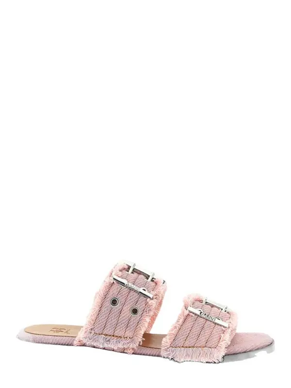 GANNI Fringed Buckle Flat Sandals - Pink