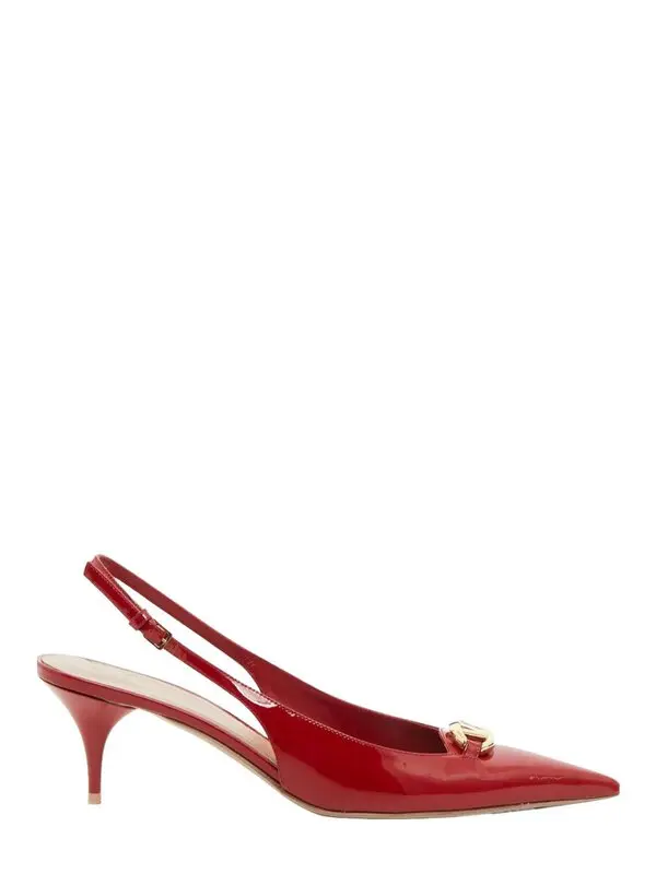Valentino Garavani Vlogo Signature Pointed Toe Slingback Pumps - Red