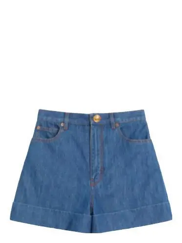 Valentino Garavani Logo Patch Denim Shorts - Medium Blue
