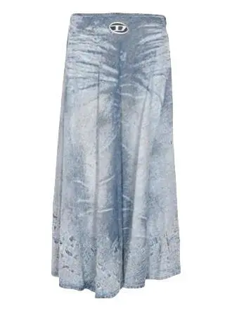 DIESEL® D Logo Plaque Flared Skirt - Gray