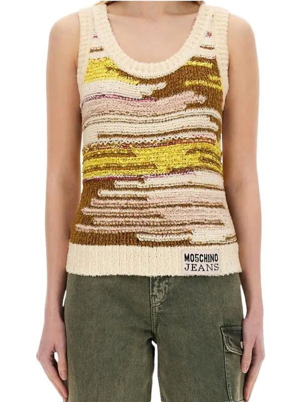 Moschino Crew Neck Knitted Vest - Nude