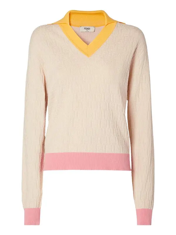 Fendi Ff Jacquard Knit Sweater - Nude