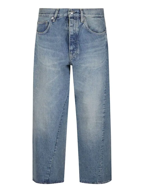 SUNFLOWER Logo Patch Wide-leg Jeans - Blue