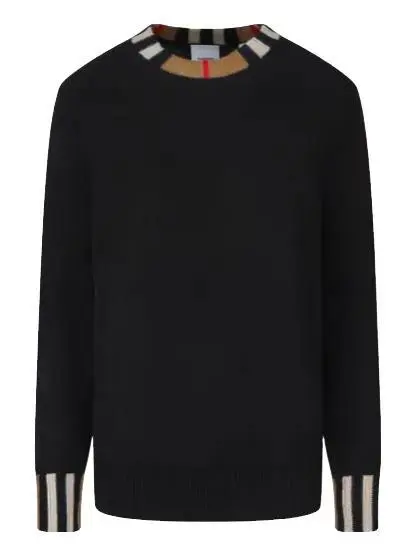 Burberry Long-sleeved Sweater With Stripe Detail - Black