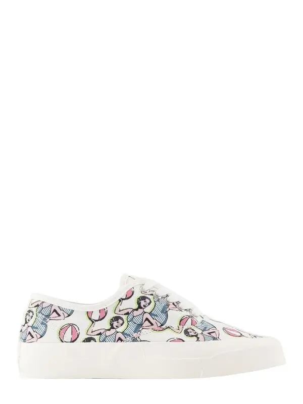 Maison Kitsuné Round Toe Sneakers With Graphic Print - White