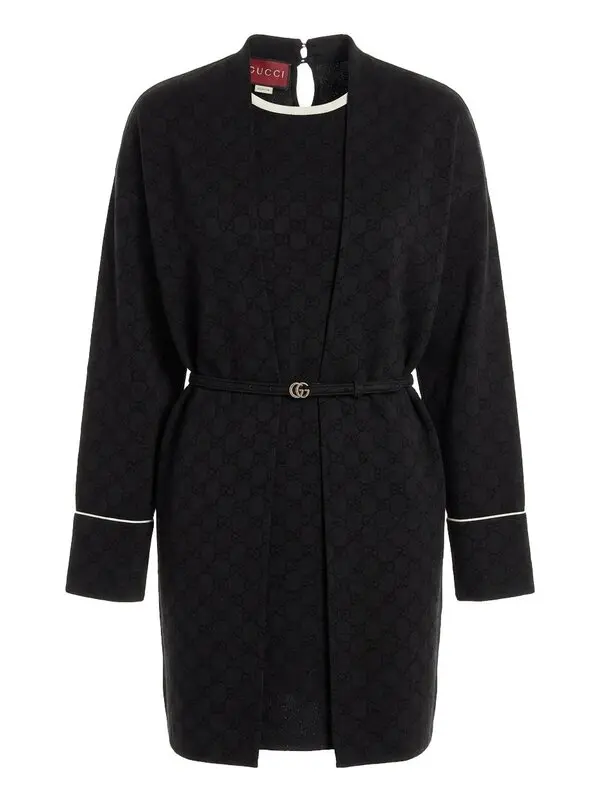 Gucci Long Sleeve Belted Waist Coat - Black