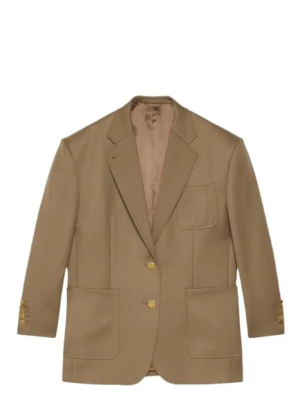 Gucci Single-breasted Blazer With Embroidered Detailing - Camel