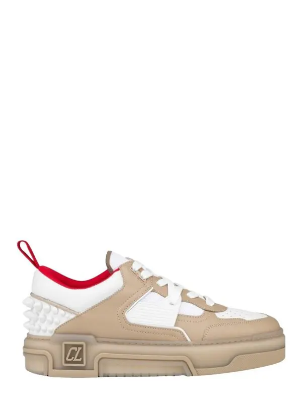 CHRISTIAN LOUBOUTIN Astroloubi Lace-up Sneakers With Stud Embellishments - Nude