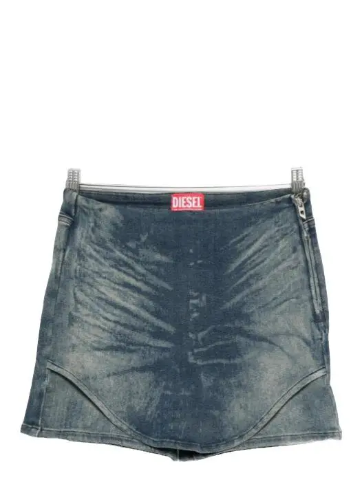 DIESEL® Acid Wash Belted Denim Shorts - Gray