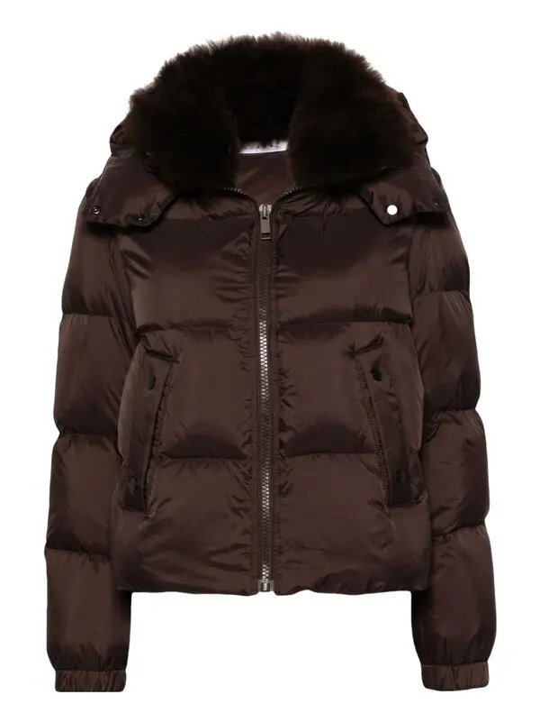 LISKA Long-sleeved Down Jacket With Removable Hood And Sleeves - Black