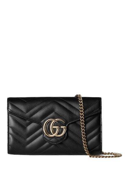 Gucci Logo Plaque Quilted Clutch Bag - Black