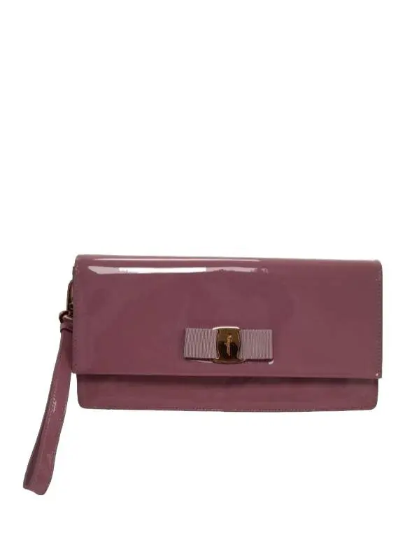 FERRAGAMO Rectangular Clutch With Bow Detail - Red
