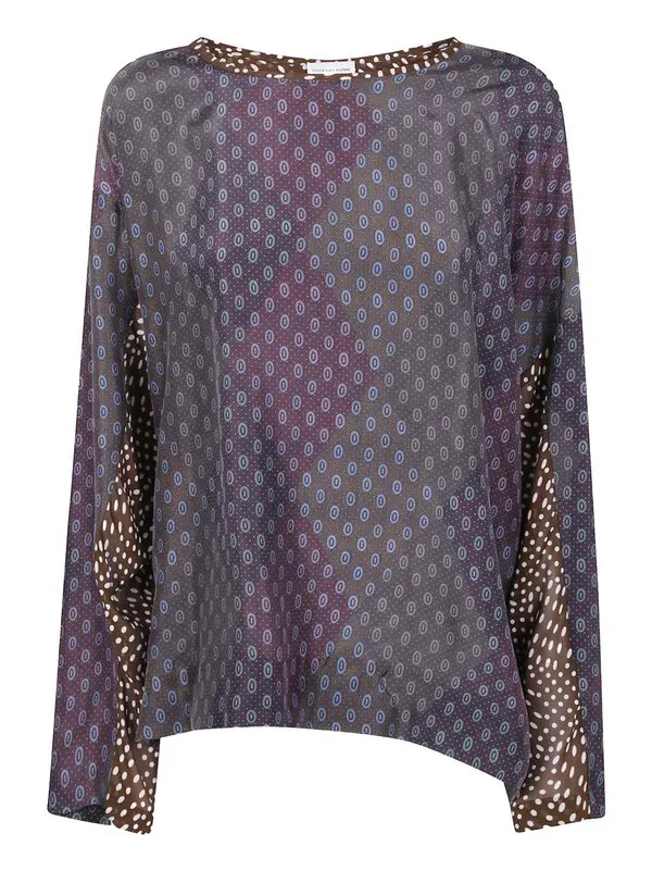 Dries Van Noten Printed Silk Top - Burgundy