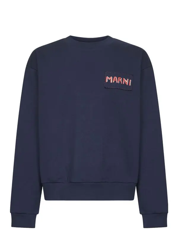 Marni Embroidered Logo Crew Neck Sweater - Black