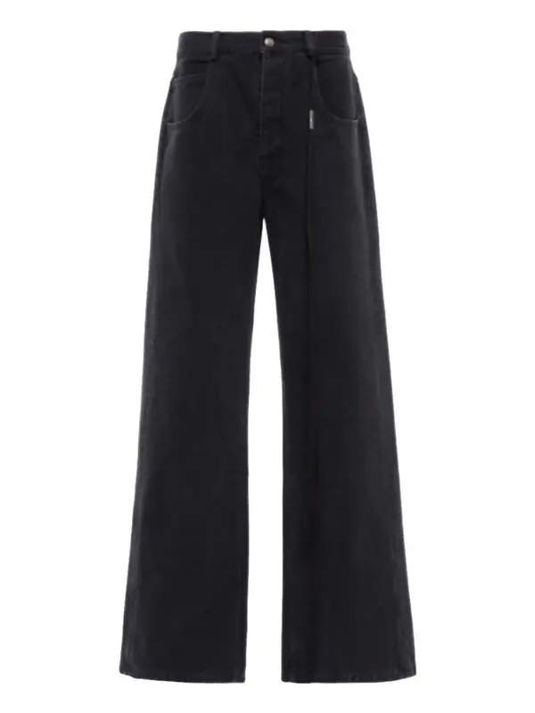 ANN DEMEULEMEESTER Logo Plaque Wide-leg Jeans - Black