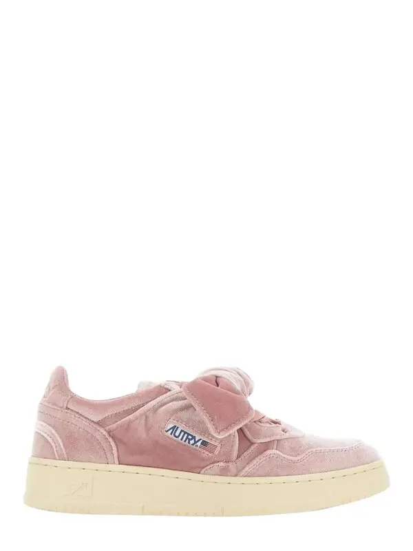 AUTRY Bloom Velvet Low Top Sneakers With Bow Detailing - Pink