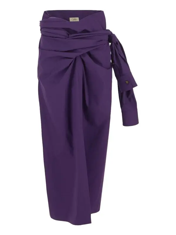 QUIRA High-waisted Gathered Wrap Skirt - Purple