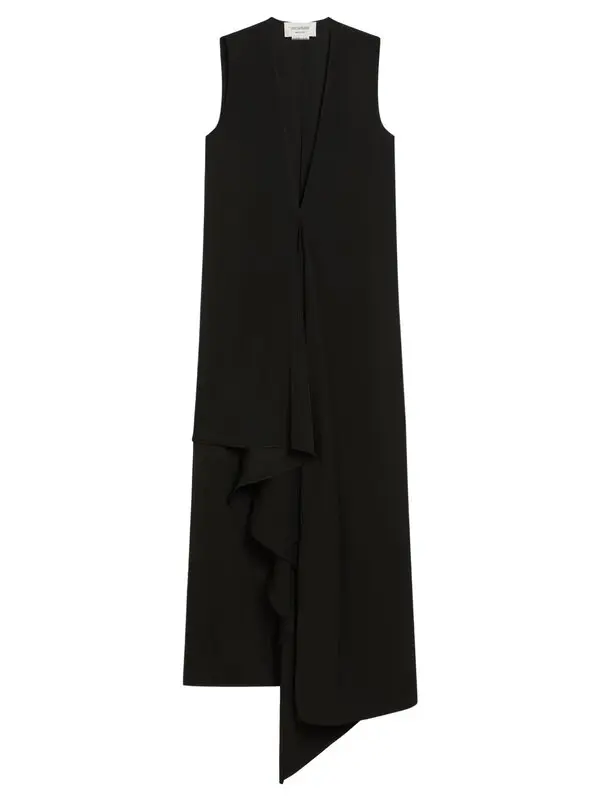Sportmax Asymmetrical V-neck Maxi Dress - Black
