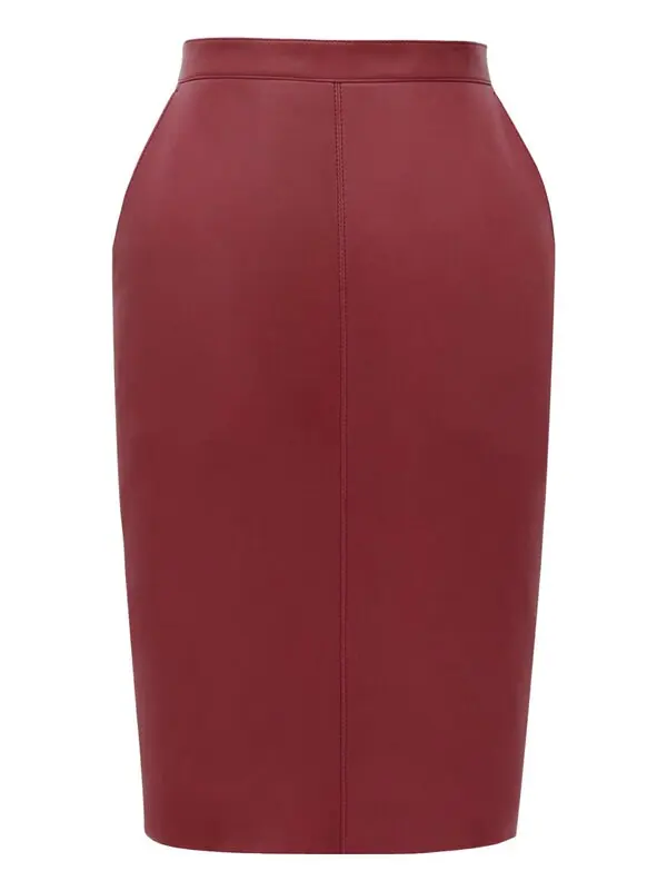 Saint Laurent High-waisted Leather Midi Skirt - Red