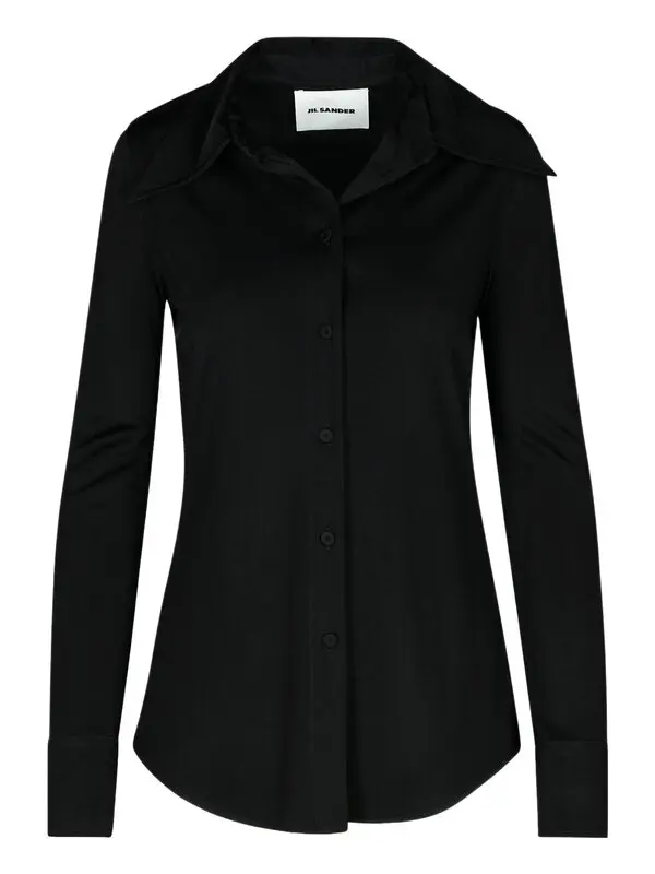 JIL SANDER Buttoned Poplin Shirt - Black