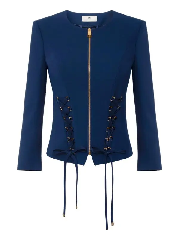 Elisabetta Franchi Criss-cross Laces Crêpe Jacket - Ultramarine Blue