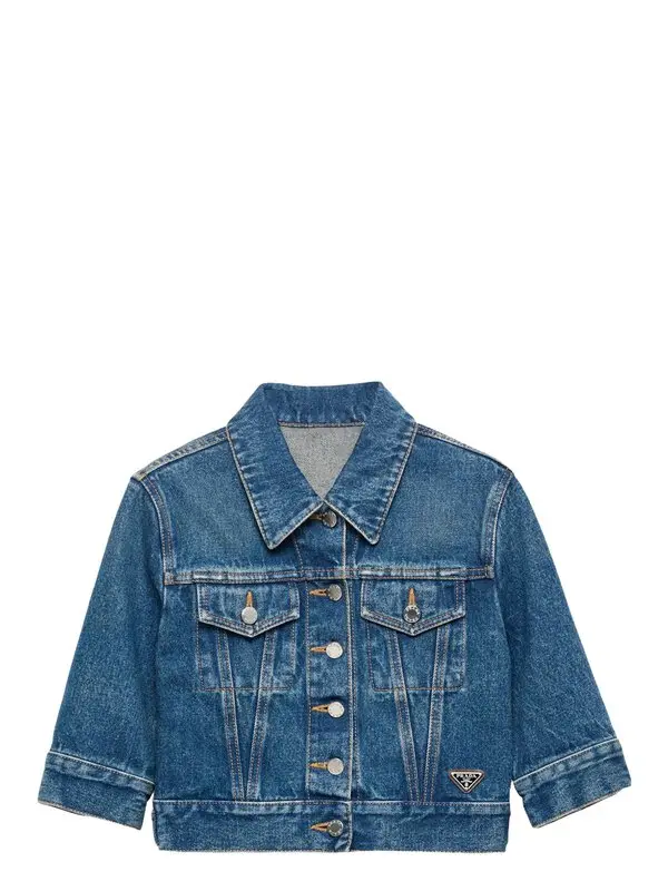 Prada Denim Button-up Mini Jacket - Blue