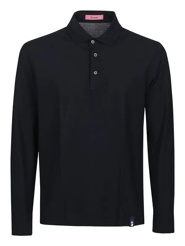 DRUMOHR Spread-collar Cotton Polo Shirt - Black